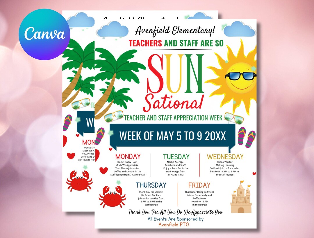 Printable Canva Template – Editable Sunsational Itinerary Flyer, Beach ...