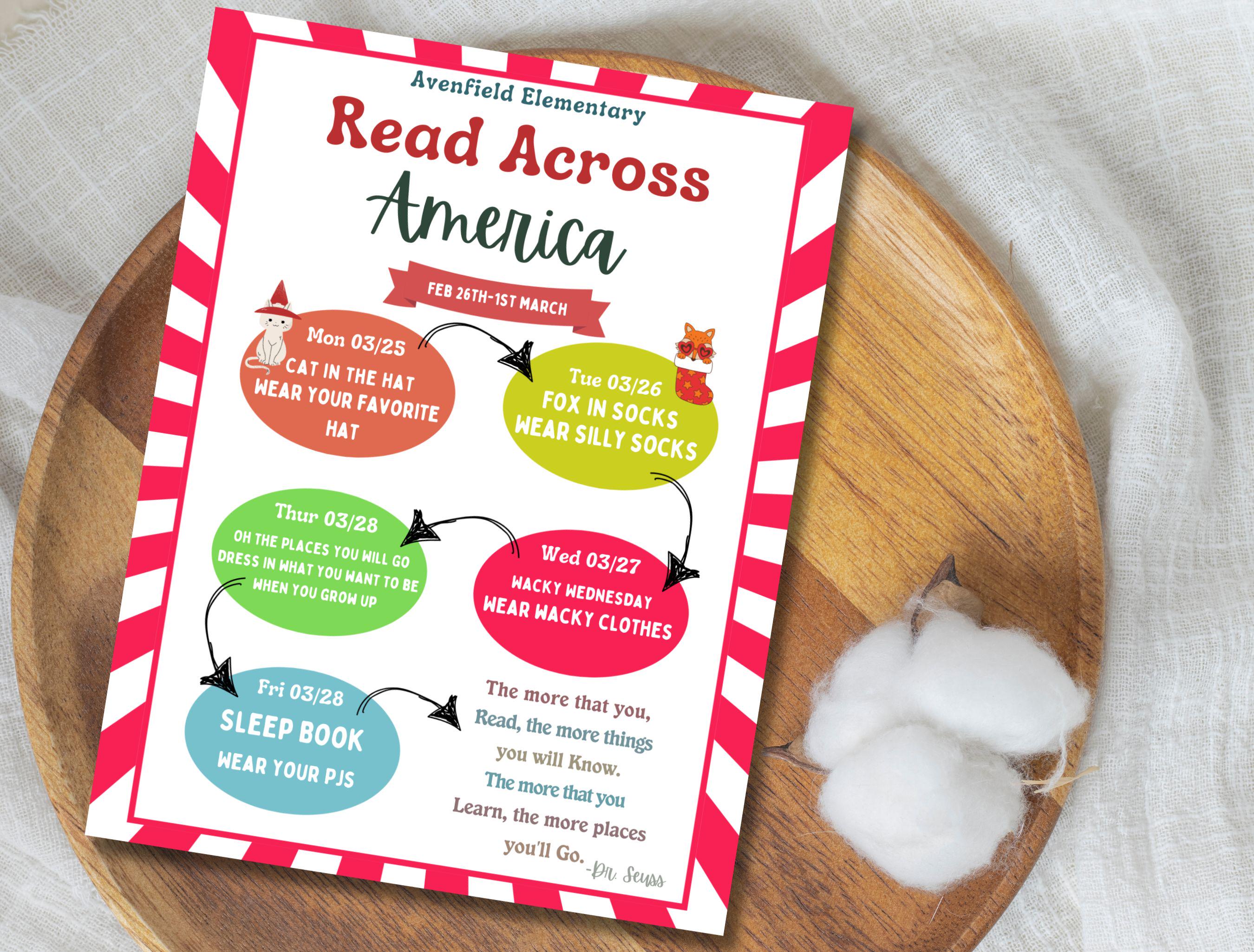 Editable Read Across America Poster, , Spirit Week, Dr. Seuss Week - Etsy
