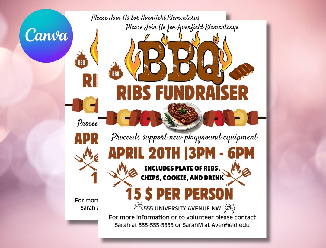 Editable BBQ Ribs Fundraiser Flyer Template, BBQ Rib Fundraising Invite ...