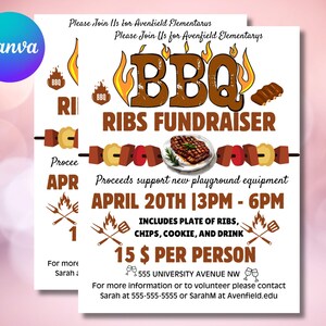BBQ Ribs Fundraiser Flyer Template: Editable Canva Invite - Etsy
