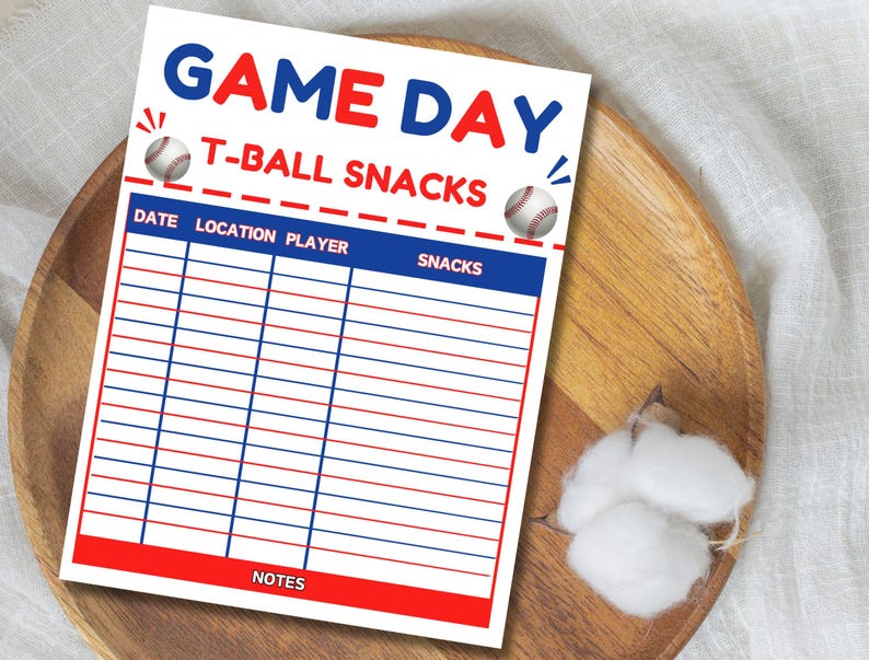 Editable T-ball Schedule: Game Day Calendar (canva Template) - Etsy