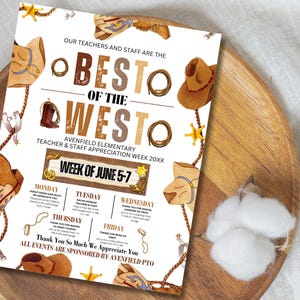 Western Teacher Appreciation Itinerary: Editable Cowboy Flyer (canva ...