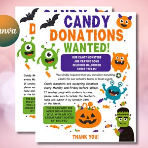 Halloween Trunk or Treat Candy Donation Flyer - Etsy