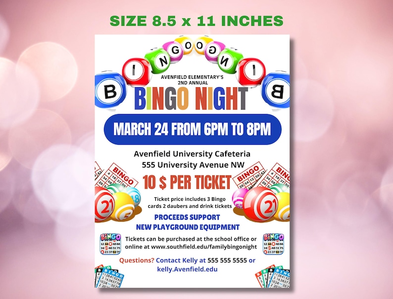 Editable Bingo Night Flyer Template — Canva Design for Family Game ...