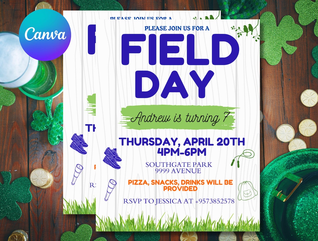 Boys Themed Field Day Invitation Editable Template, Birthday Olympics ...