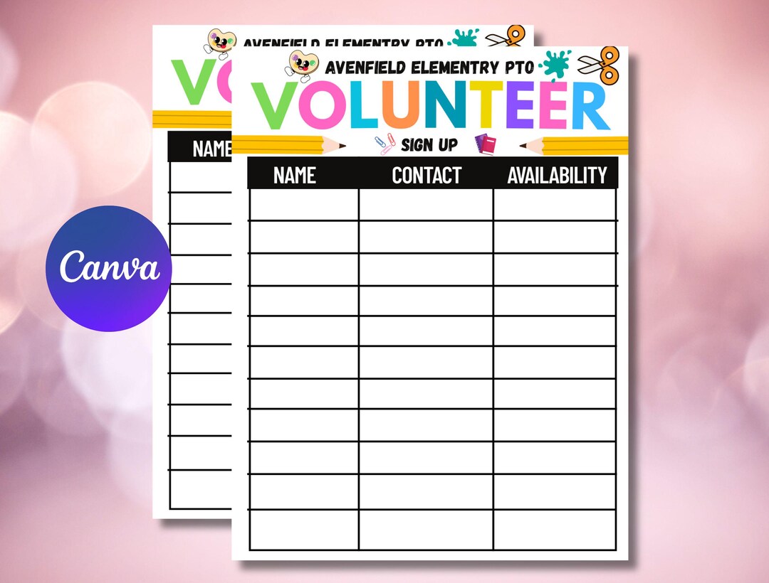 Editable Volunteer Sign-up Sheet Template | Printable School Event Form ...