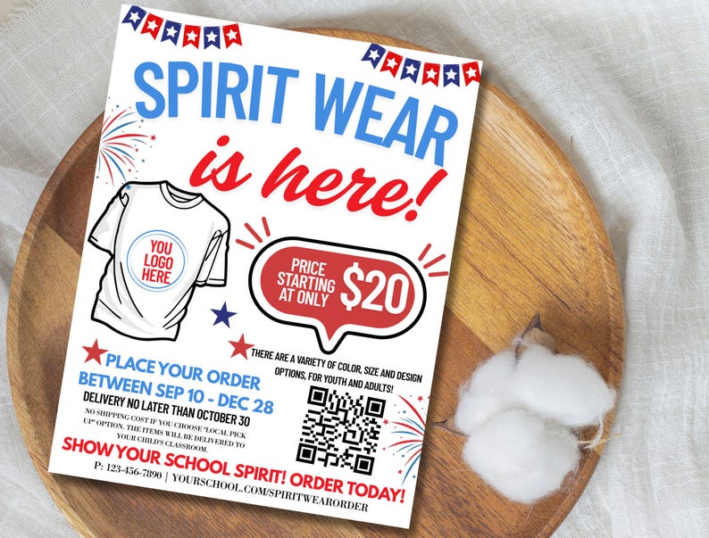 School Spirit Wear Flyer Template | Editable Canva Design - Etsy