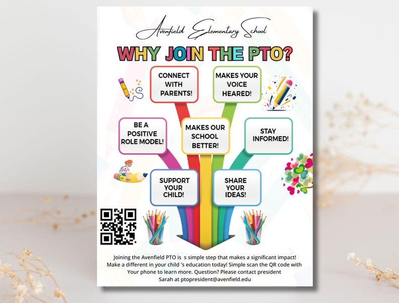 Editable Why Join the PTO PTA Infographic Flyer, QR Code Volunteer ...