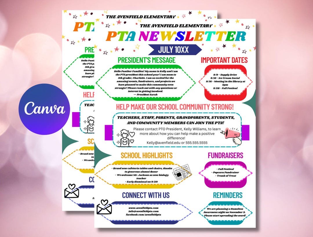 Editable PTA Newsletter Template | Monthly Classroom News Highlights ...