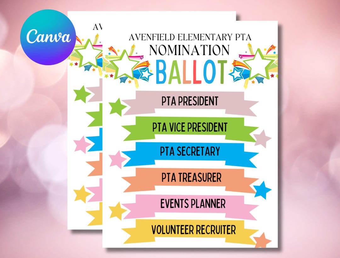 PTA/PTO Board Member Nomination Form, Editable Elections Ballot ...