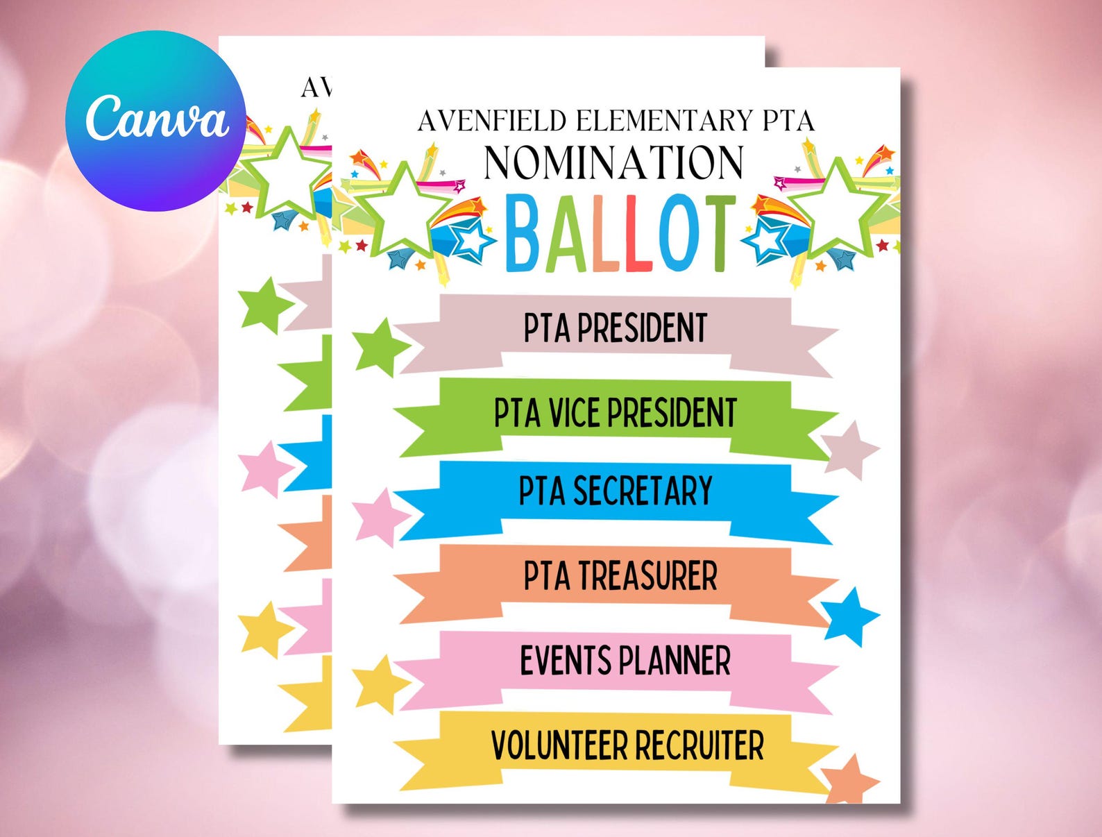 PTA/PTO Board Member Nomination Form, Editable Elections Ballot ...