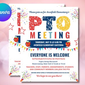 Customizable Spring PTA Meeting Flyer Template | April PTO/PTA ...