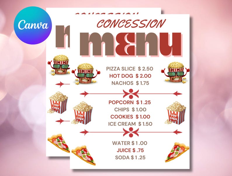 Editable Carnival-themed Concession Stand Menu Template | Canva Sign ...