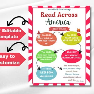 Editable Read Across America Poster, , Spirit Week, Dr. Seuss Week - Etsy