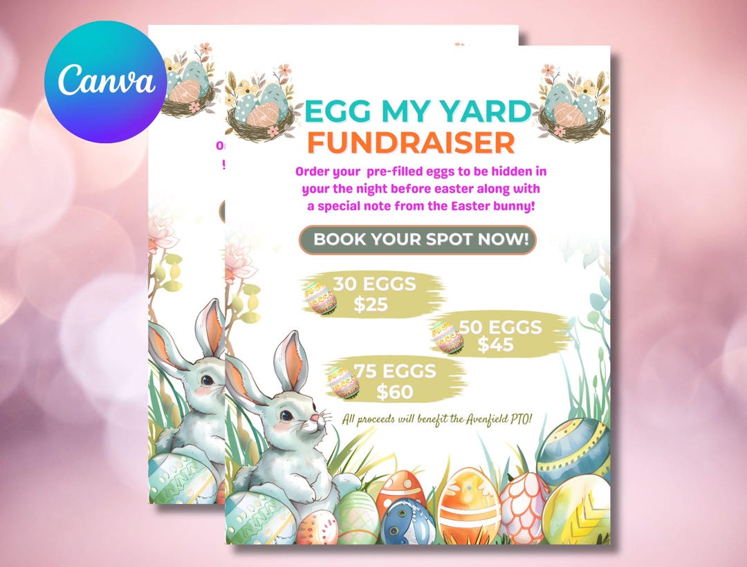 Egg My Yard Fundraiser Template | Editable PTO Easter Egg Hunt ...