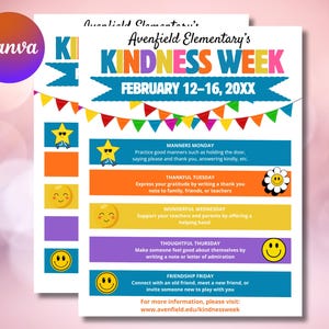Editable Kindness Week Flyer Template, DIY Kindess Spirit Week ...