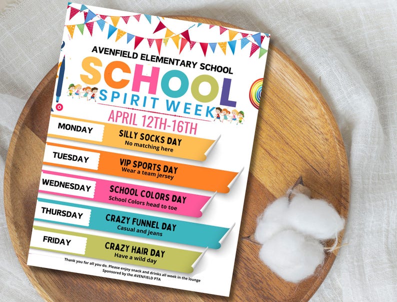 Spring Spirit Week Flyer Printable Office Spirit Week Template Easter ...