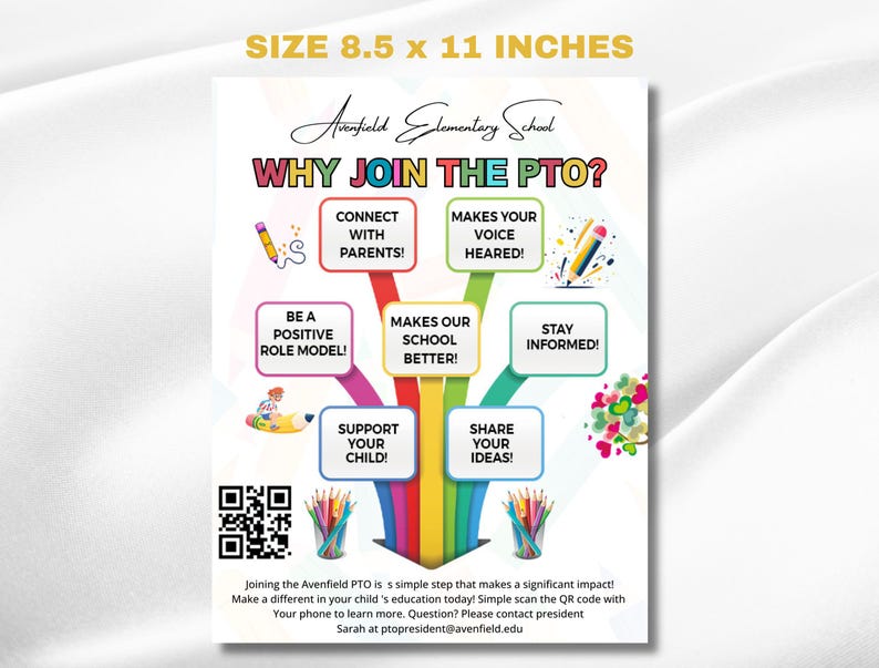 Editable Why Join the PTO PTA Infographic Flyer, QR Code Volunteer ...