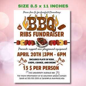 Editable BBQ Ribs Fundraiser Flyer Template, BBQ Rib Fundraising Invite ...