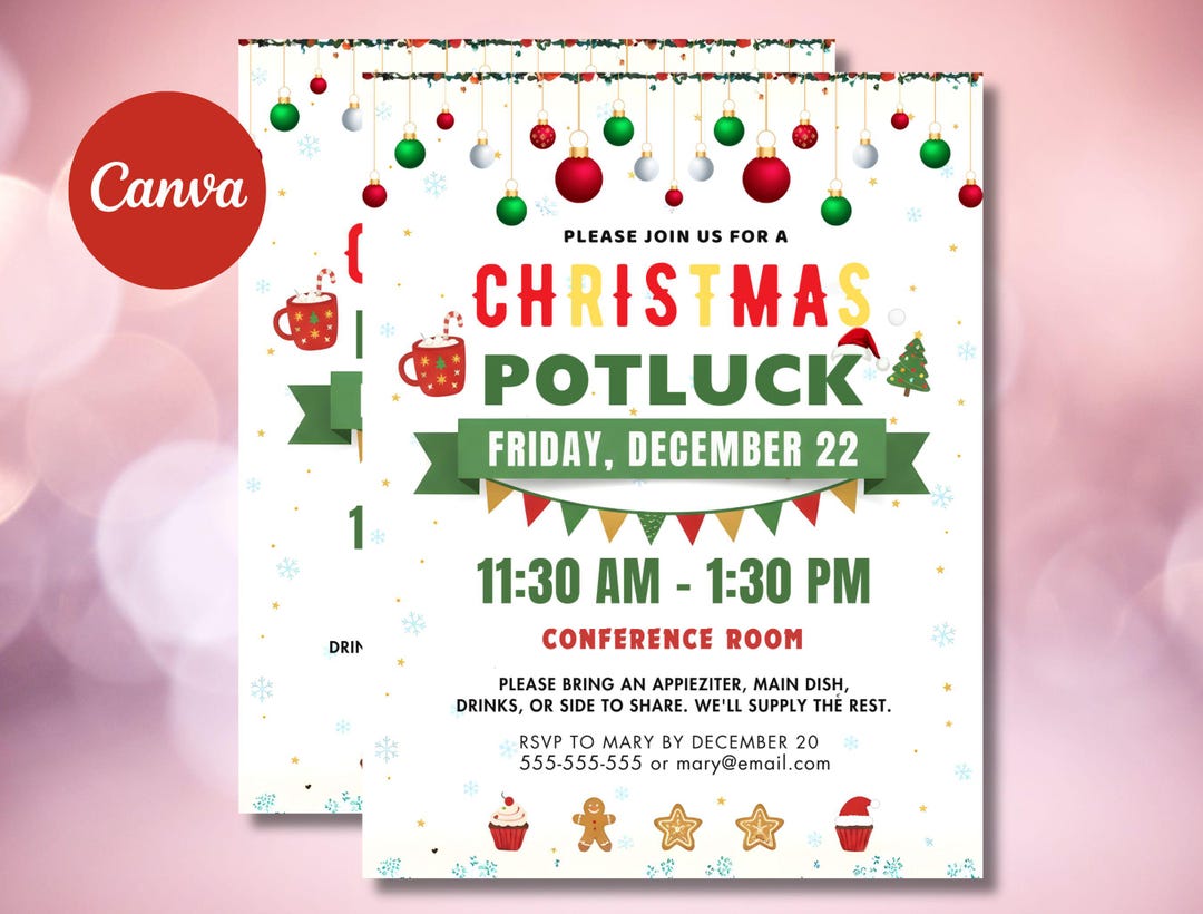 Editable Christmas Potluck Flyer Template, Holiday Potluck Party - Etsy UK
