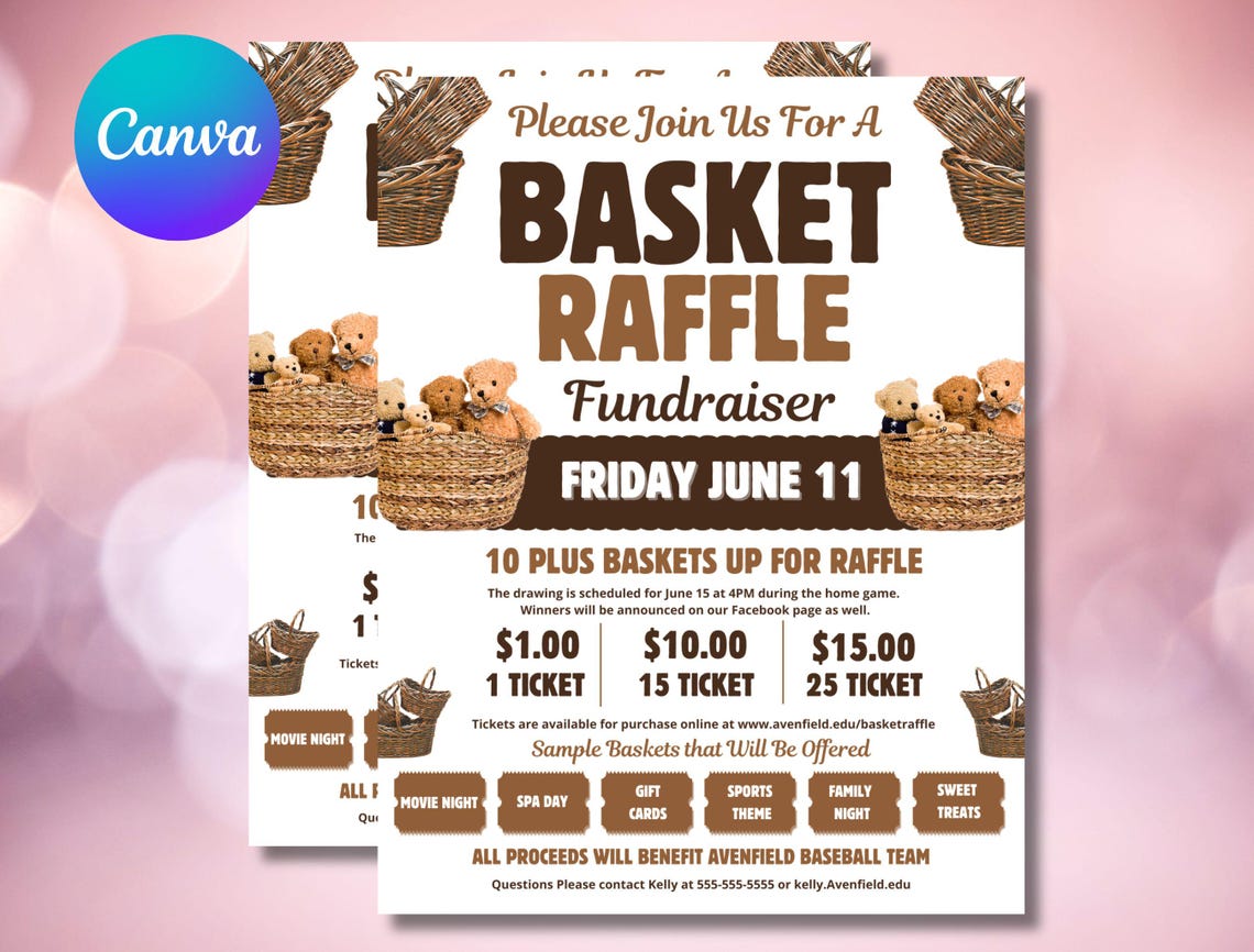 Editable Basket Raffle Flyer Template – Gift Basket Fundraiser ...