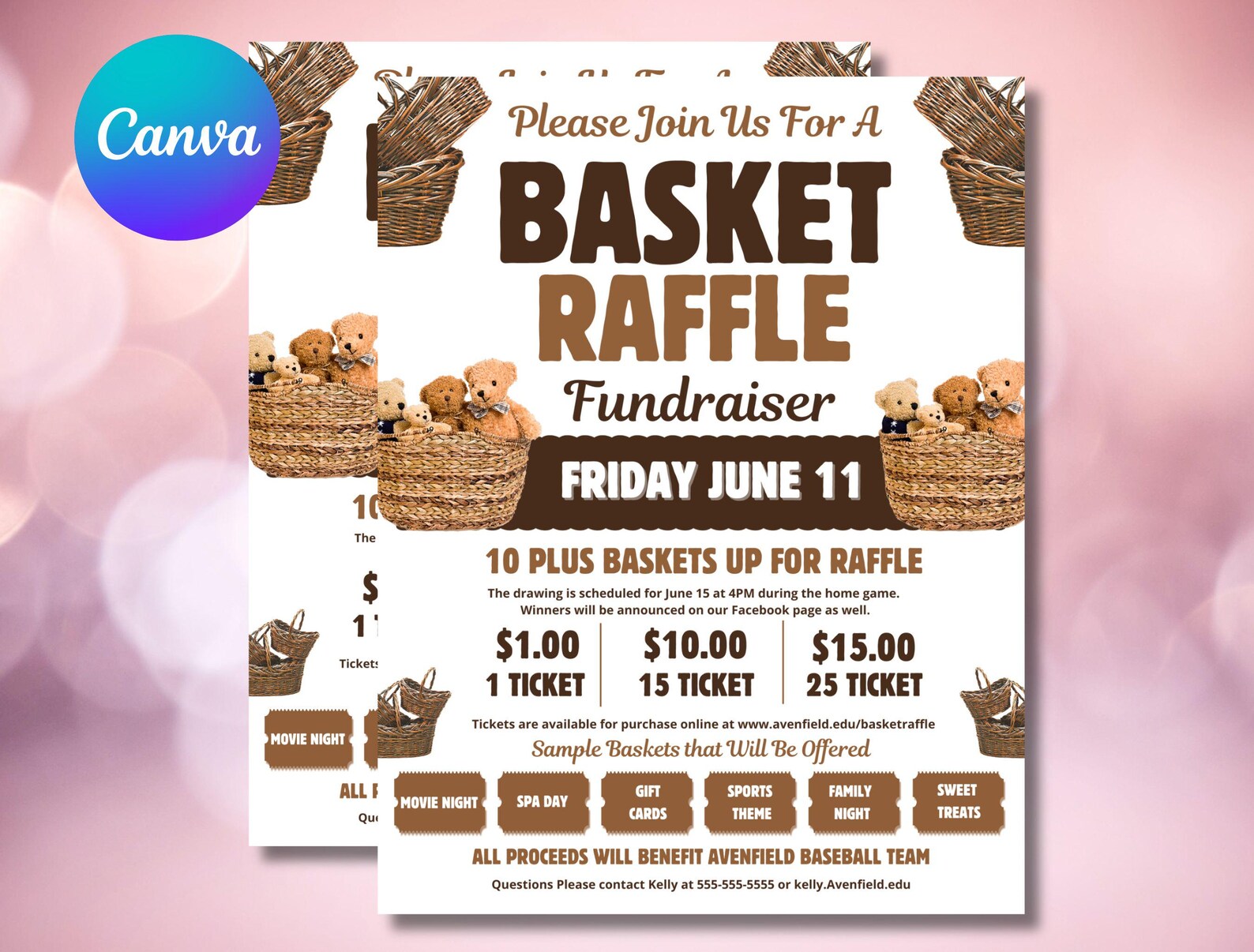 Editable Basket Raffle Flyer Template – Gift Basket Fundraiser ...