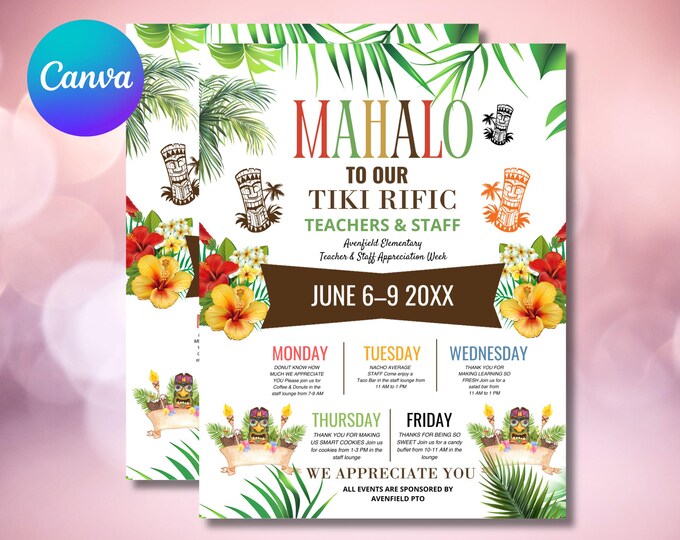 Luau Teacher Appreciation Week Itinerary, You Are Tiki-riffic Beach ...