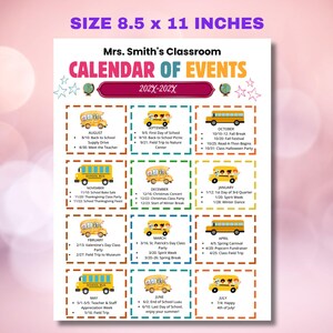 Editable PTO Calendar Flyer: School Event Template (canva Template, 8 ...