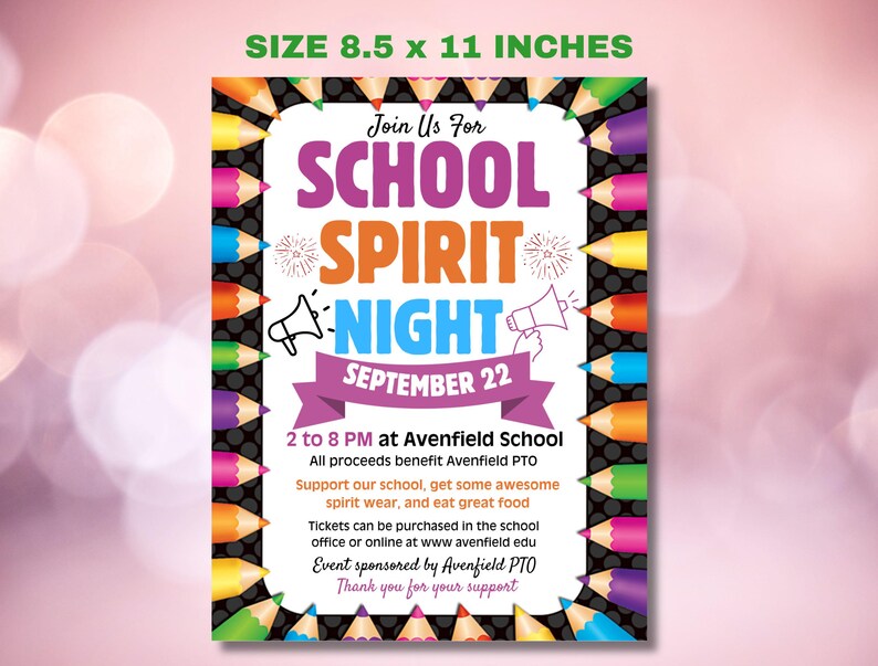 School Spirit Night Flyer Template, Spirit Fundraiser Invitation,canva ...