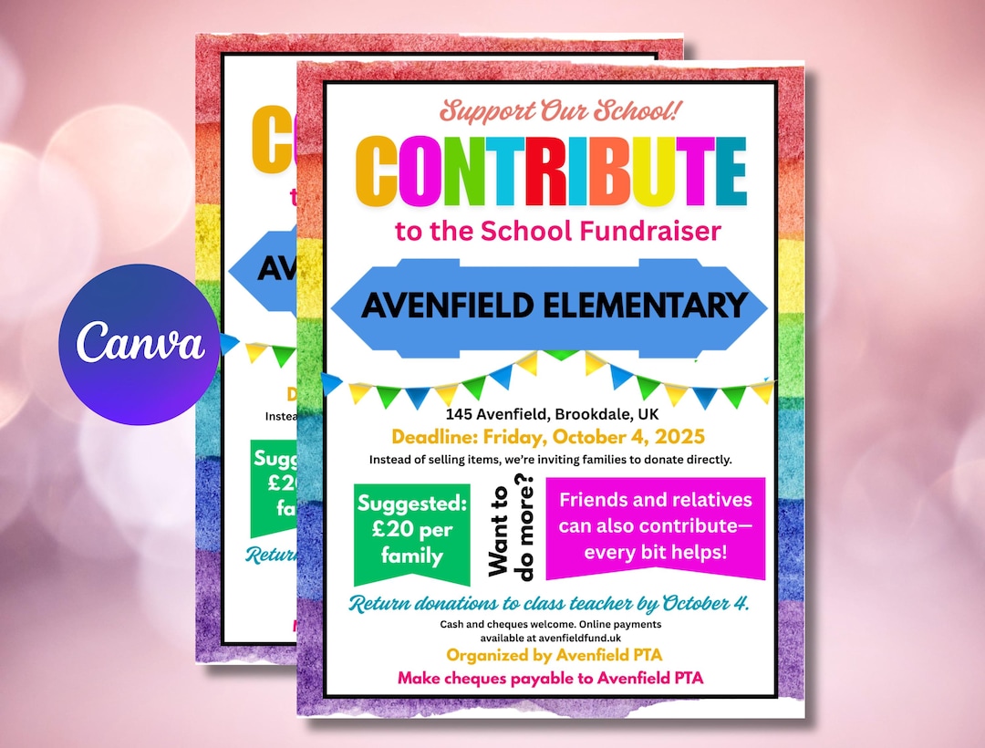 School Fundraiser Flyer Template: Editable Canva Design (8.5x11 Inches ...