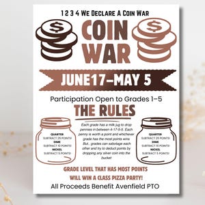 Editable Coin War Flyer Template – Penny Drive School Fundraiser ...