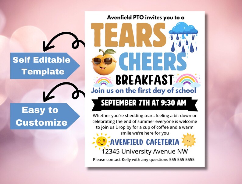 Editable Cheers and Tears Breakfast Flyer Template, Boo Hoo Breakfast ...