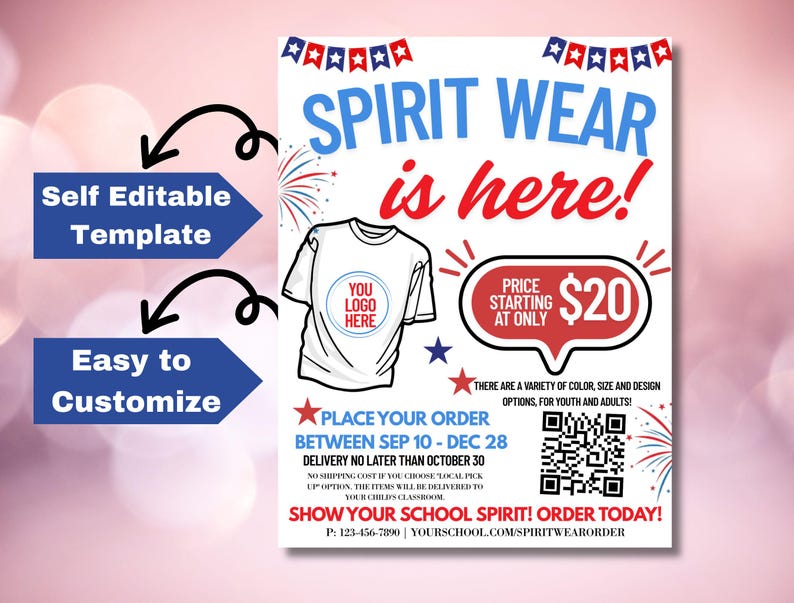 School Spirit Wear Flyer Template | Editable Canva Design - Etsy
