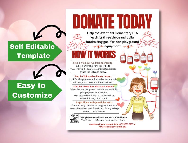 Editable PTA Fundraising Goal Thermometer Poster Track Your Progress ...