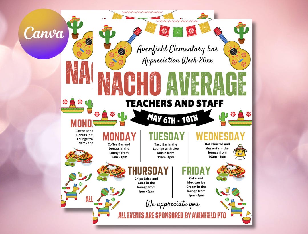 Editable Nacho Average Teacher & Staff Appreciation Day Fiesta ...