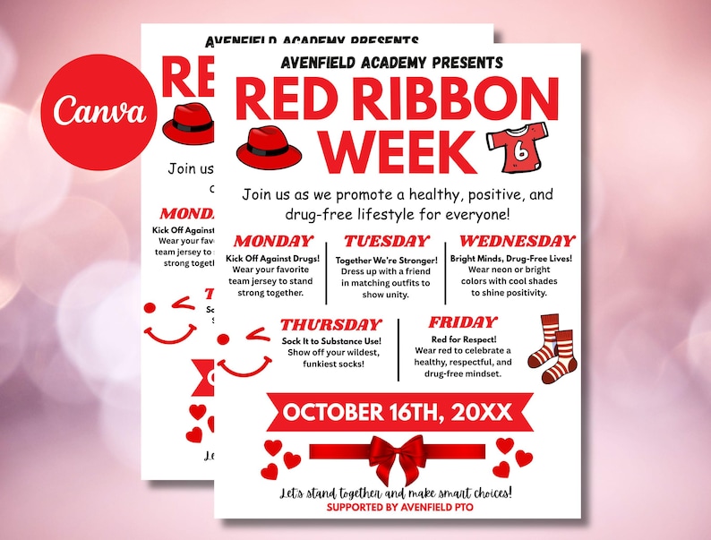 Editable Red Ribbon Week Flyer Template | Anti-drug Awareness Campaign ...