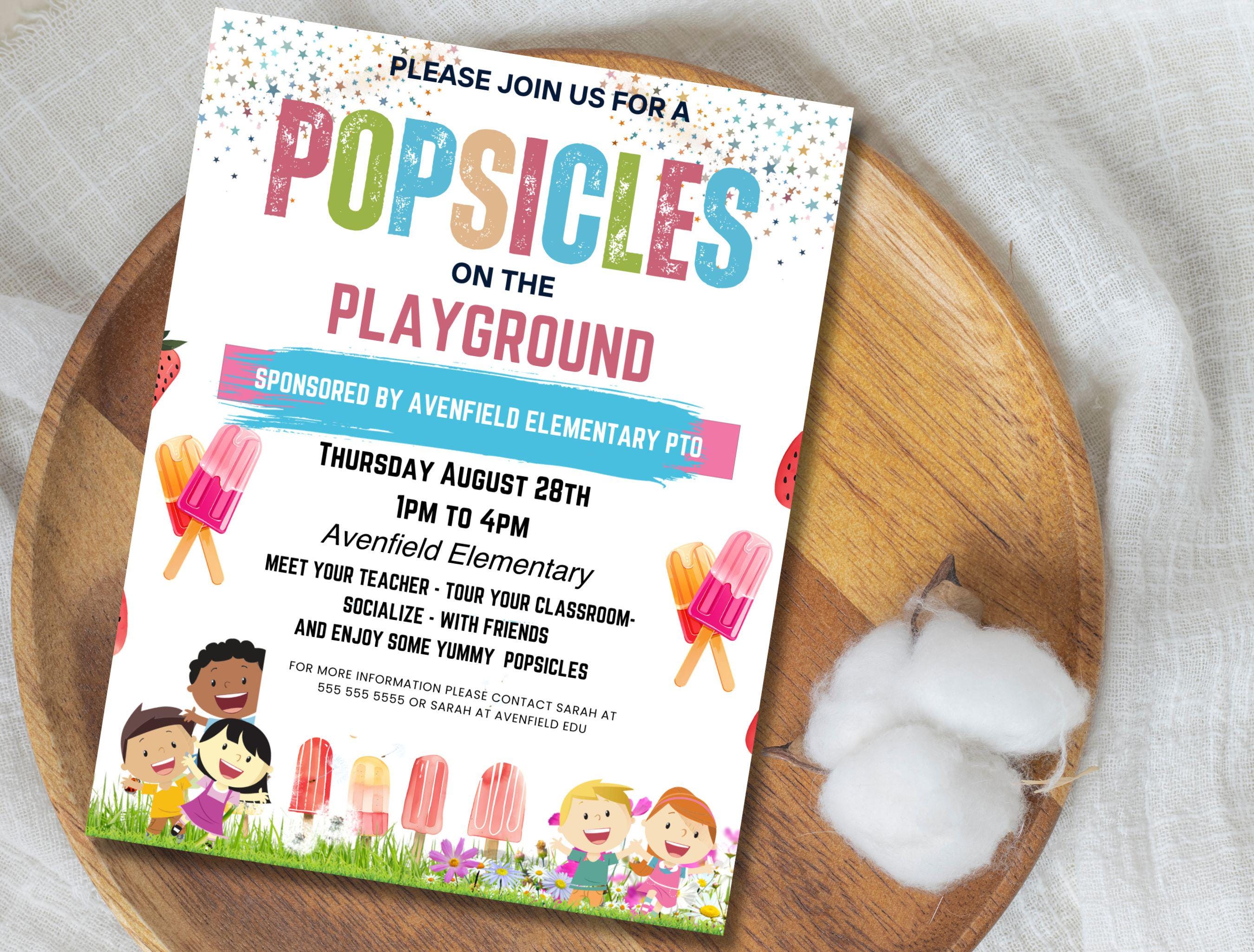 DIY Popsicles on the Playground Flyer Template, Icey Pops Social Invite ...