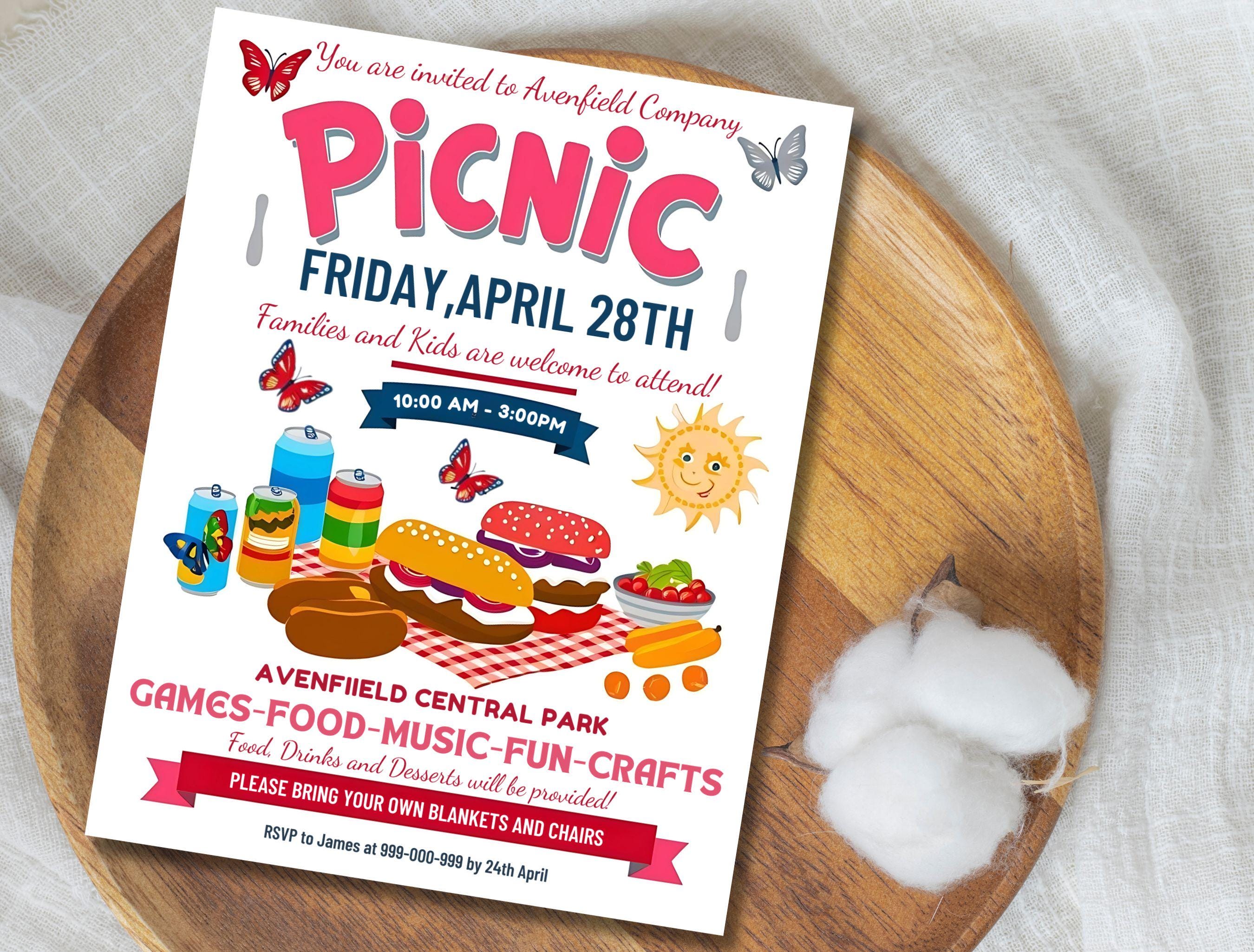 Company Picnic Flyer Editable Template, Work Appreciation Party, Canva ...