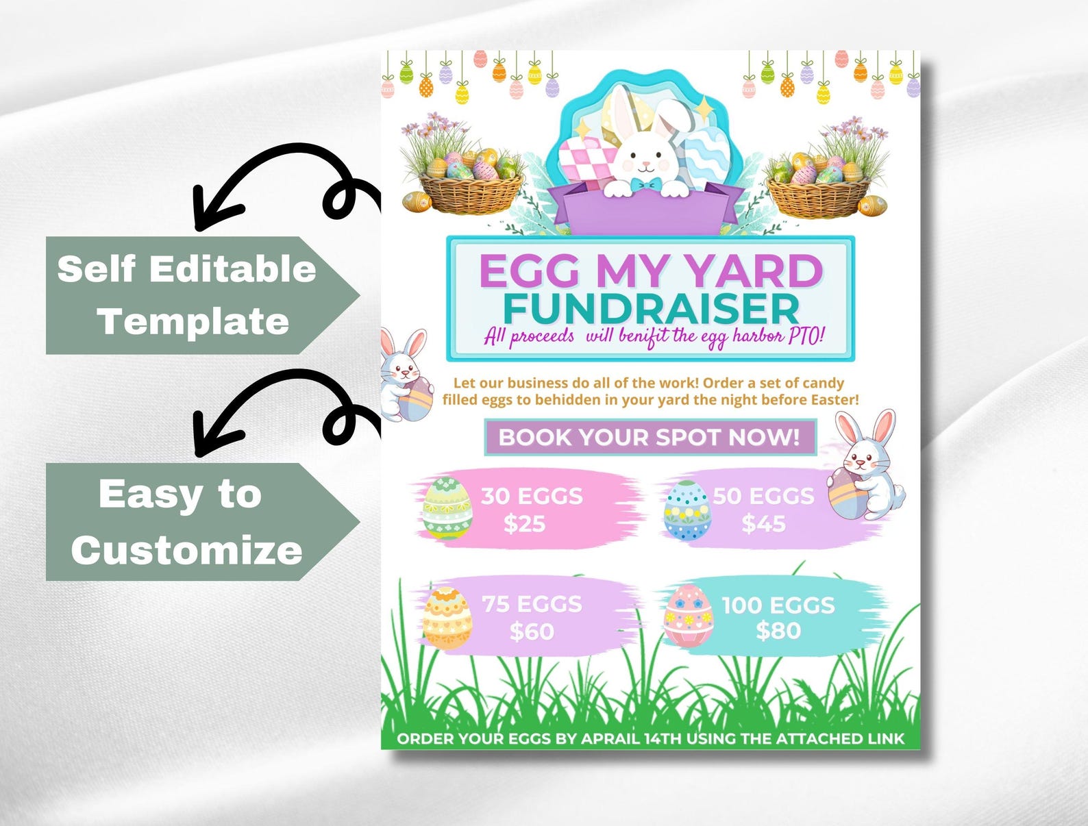 Egg My Yard Fundraiser Template | Editable PTO Easter Egg Hunt ...