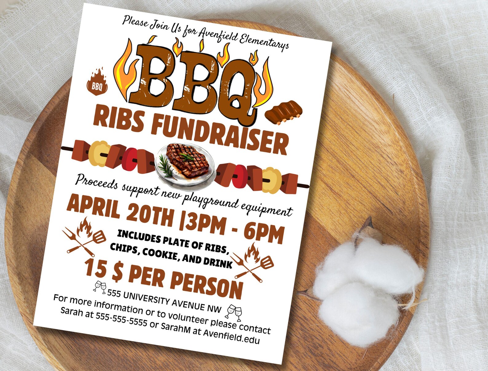 BBQ Ribs Fundraiser Flyer Template: Editable Canva Invite - Etsy