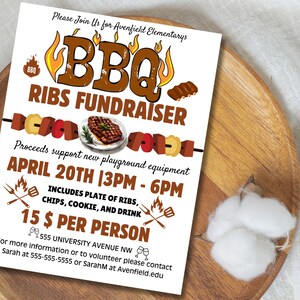 BBQ Ribs Fundraiser Flyer Template: Editable Canva Invite - Etsy