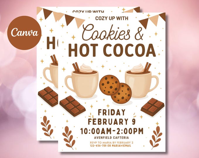 Hot Cocoa Flyer Template, Editable Hot Cocoa Bar Flyer Template, Hot ...