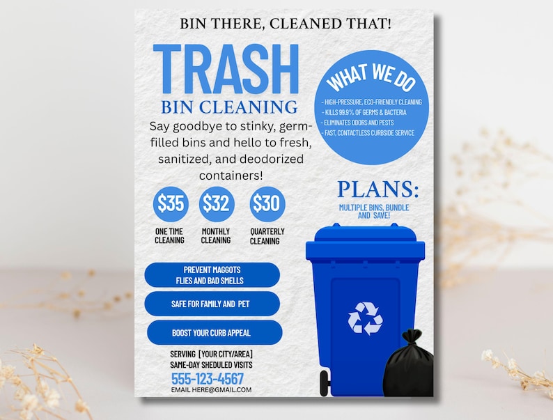 Trash Bin Cleaning Service, Dumpster Cleaning Flyer, Trash Bin Cleaning ...