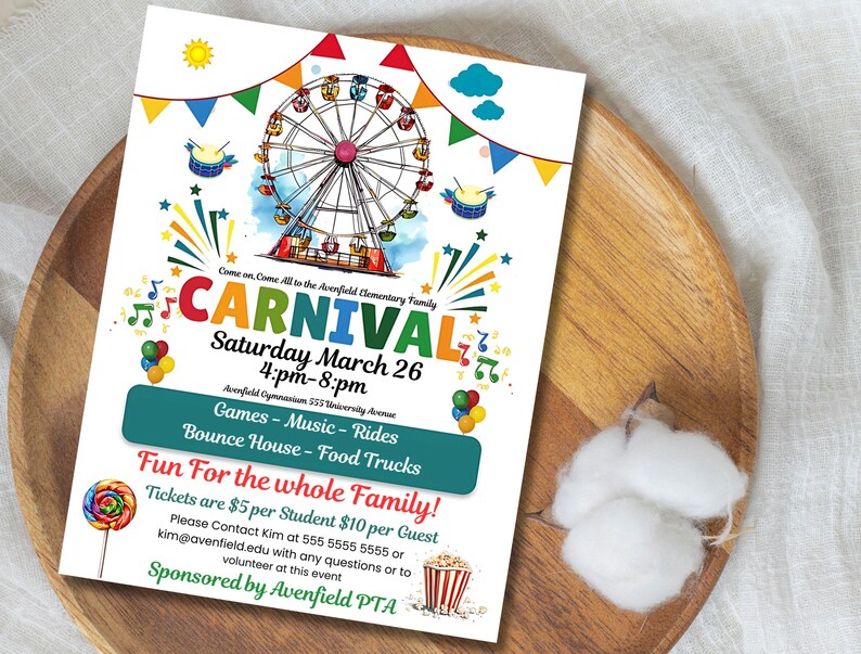 Editable Spring Carnival Flyer Canva Template, DIY Spring Circus Invite ...