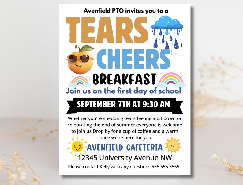 Editable Cheers and Tears Breakfast Flyer Template, Boo Hoo Breakfast ...