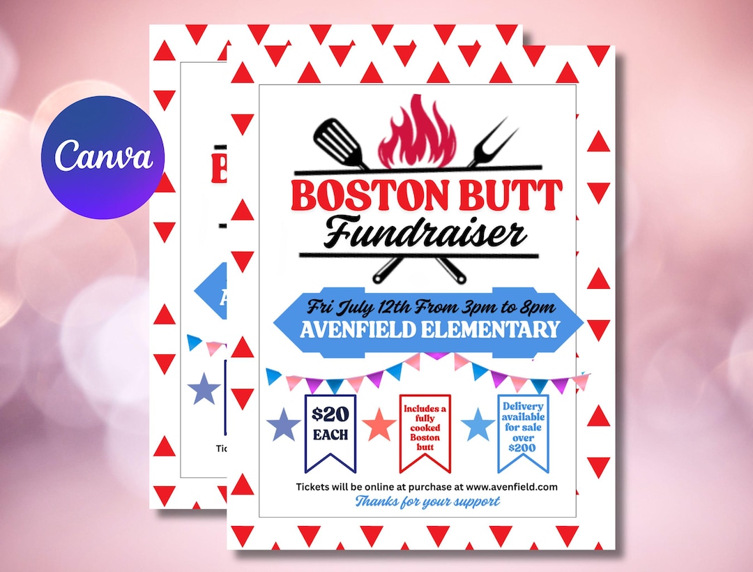 Boston Butt Fundraiser Flyer, Editable Boston Butt Fundraiser Template ...