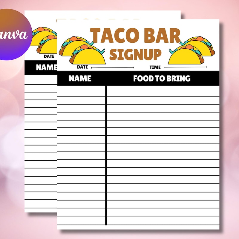 Taco Bar Sign up Sheet - Etsy