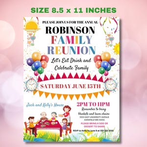 Family Reunion Flyer Template | Editable Cousin Reunion Invitation ...