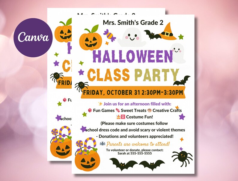 Editable Halloween Classroom Party Invitation – Elementary School Flyer ...