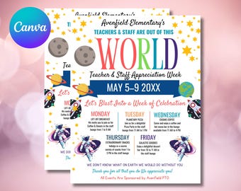 Around the World Teacher Appreciation Week Itinerary Editable ...